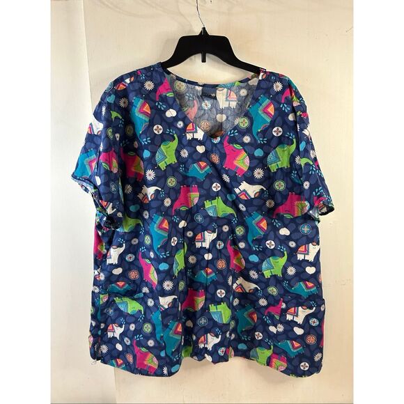 Zoe | Tops | Zoe Chloe 4x Elephant Scrub Top Blue Front Pocket 32653 ...